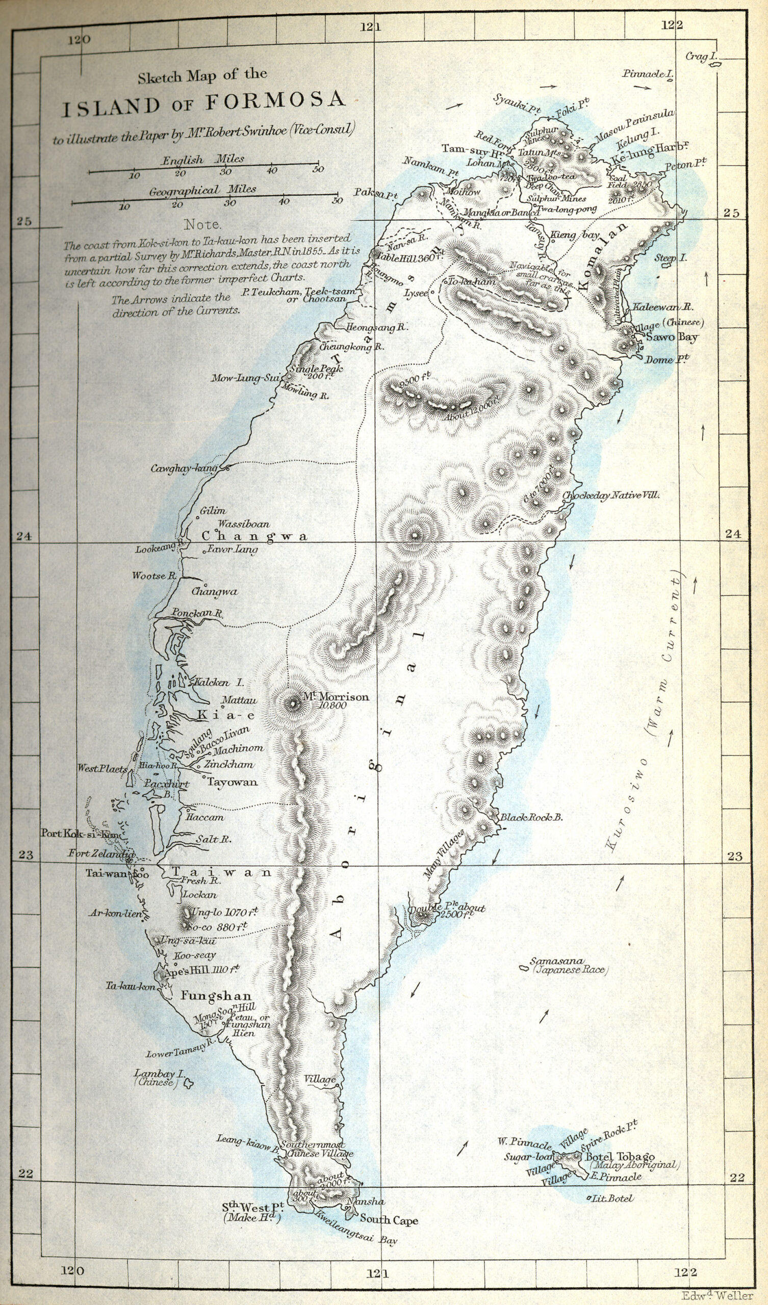 十九世紀中葉英美所繪製的福爾摩沙島圖 – 中央研究院人社中心地理資訊科學研究專題中心